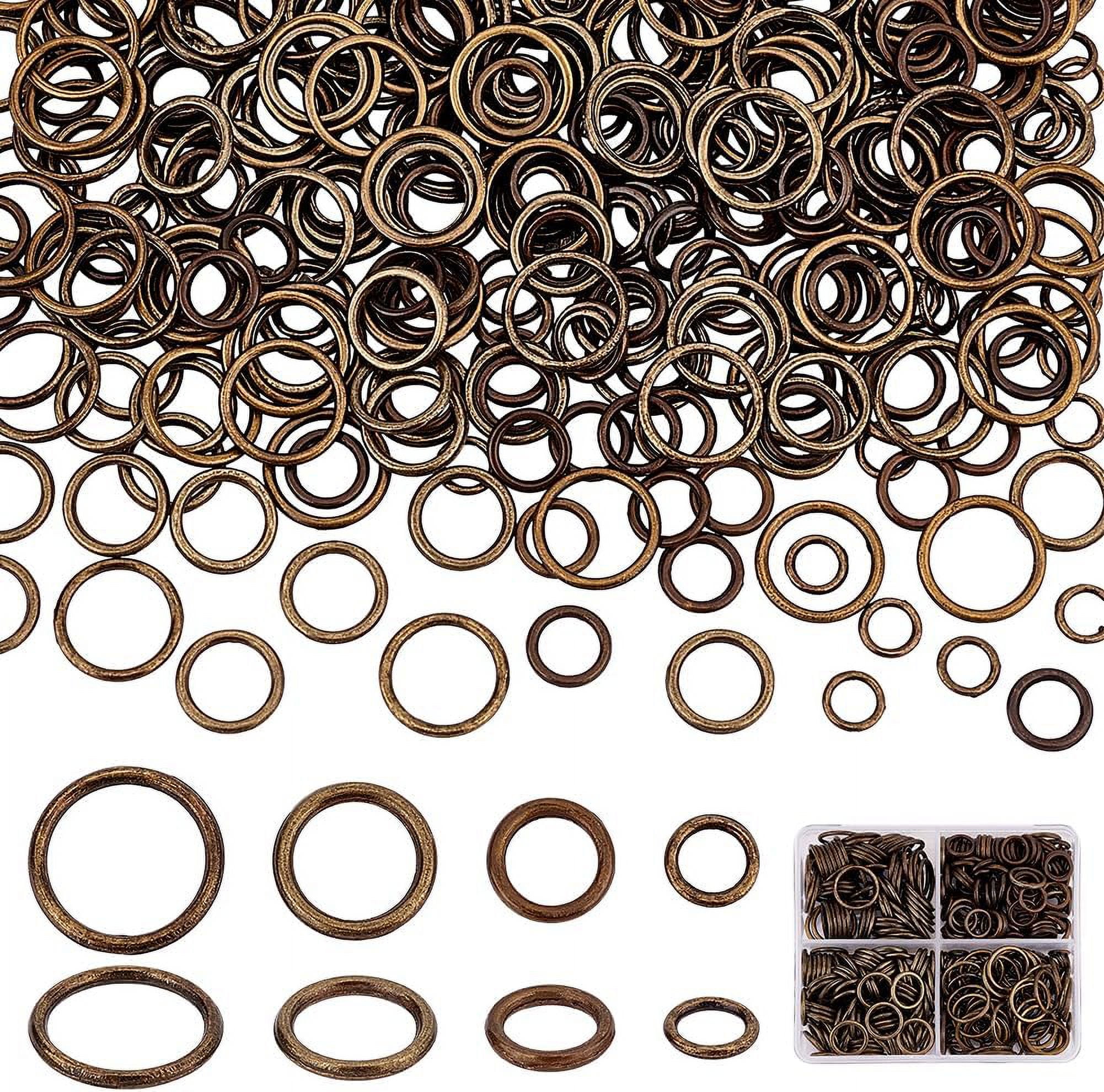 360Pcs 4 Styles Alloy Soldered Closed Jump Rings Round Bronze 6~12x1~1 ...