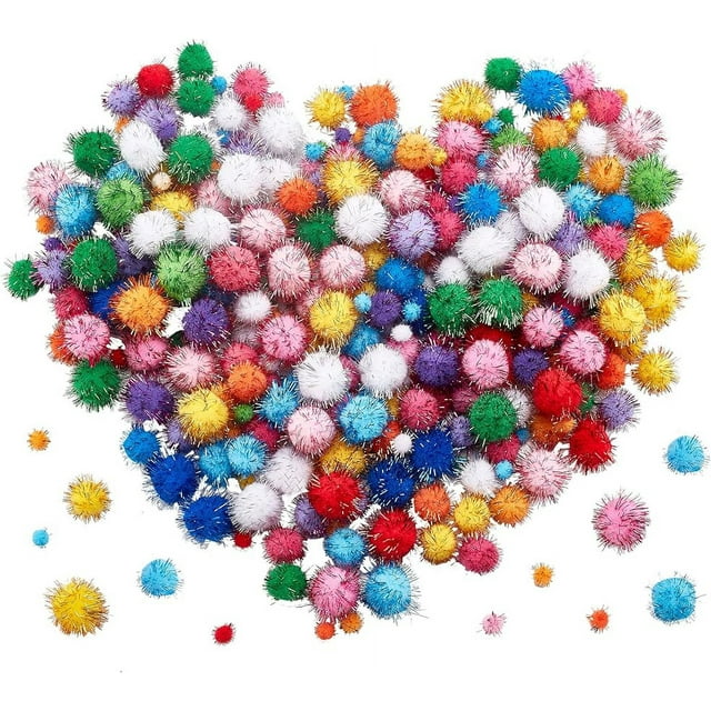 Elite 360 Pcs Assorted Pompoms Multicolor Arts and Crafts Fuzzy Pom ...