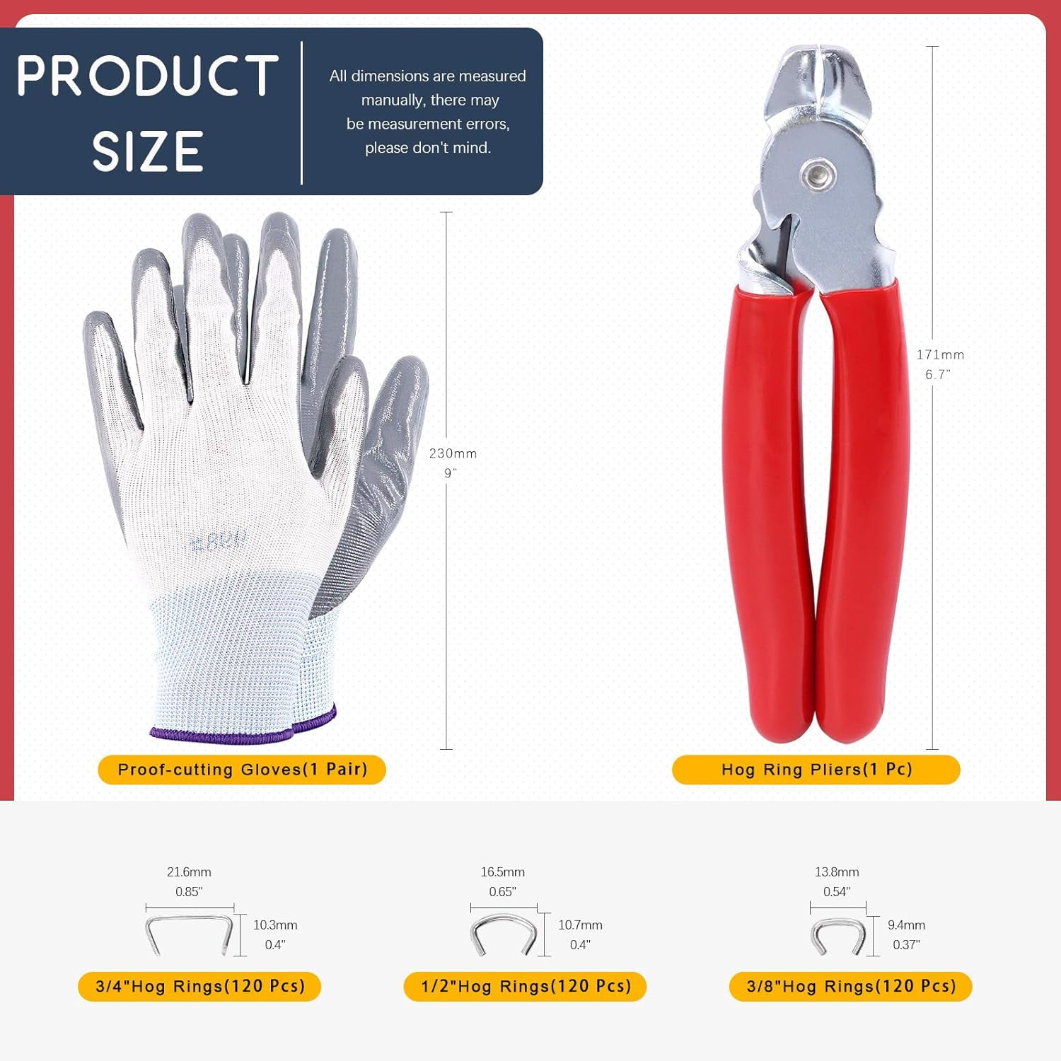 360Pcs Galvanized Hog Rings with Straight Hog Ring Pliers and ...