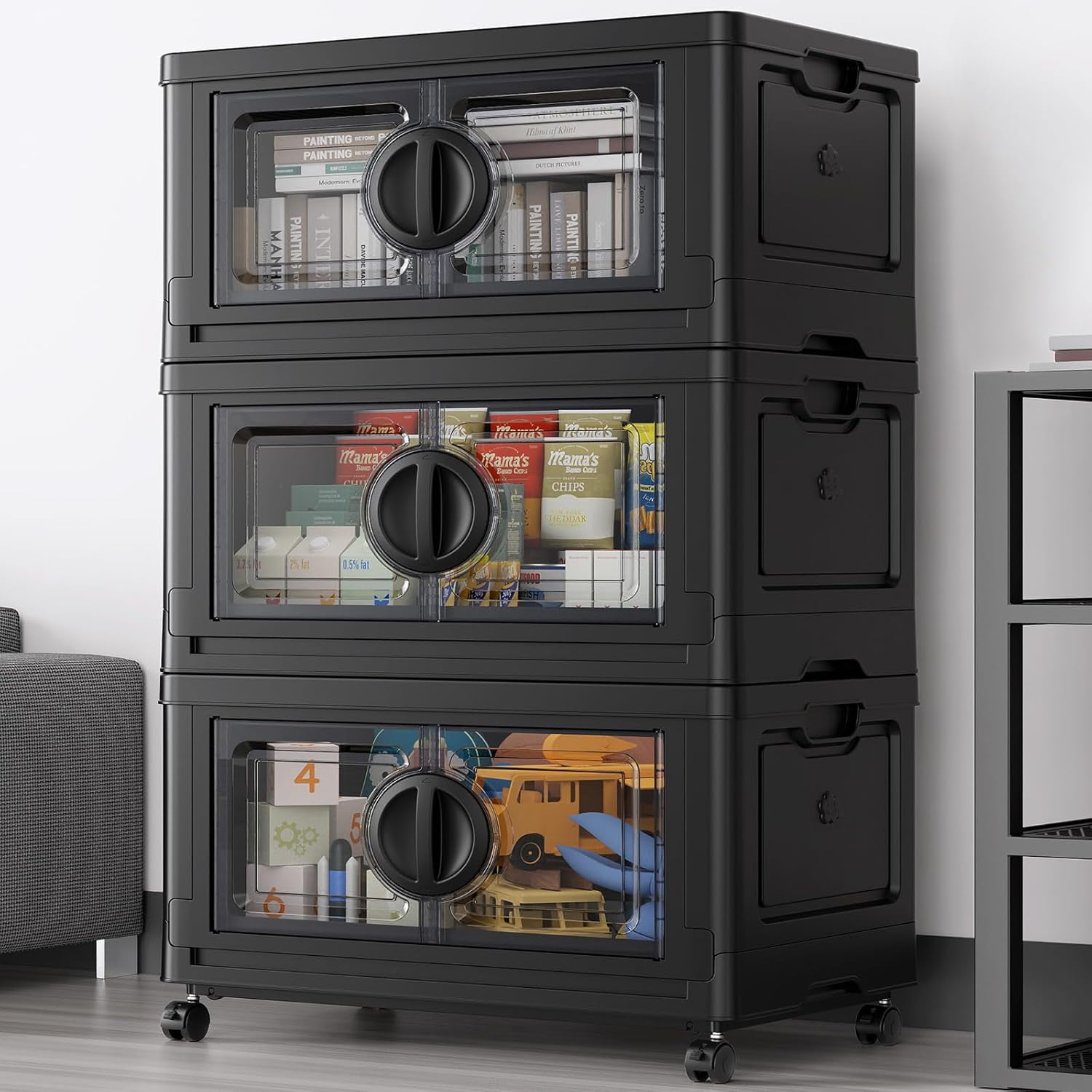 360Qt Lockable Stackable Storage Bins with Lids, Closet Organizers and ...