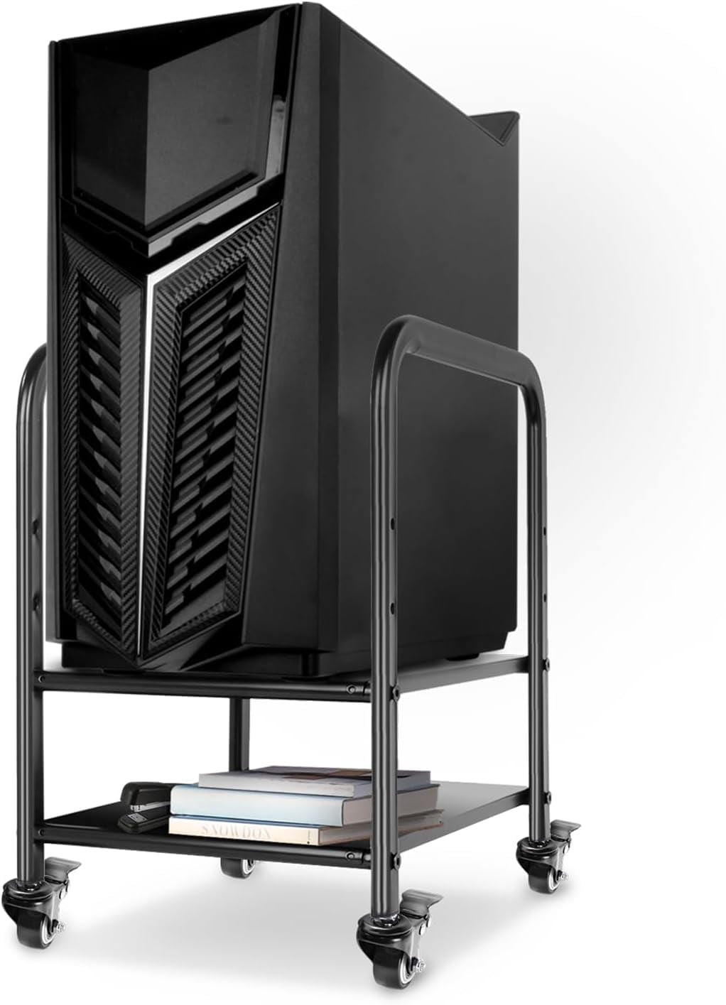 360Tronix Height Adjustable Computer Tower Stand, Metal Rolling Cart on ...