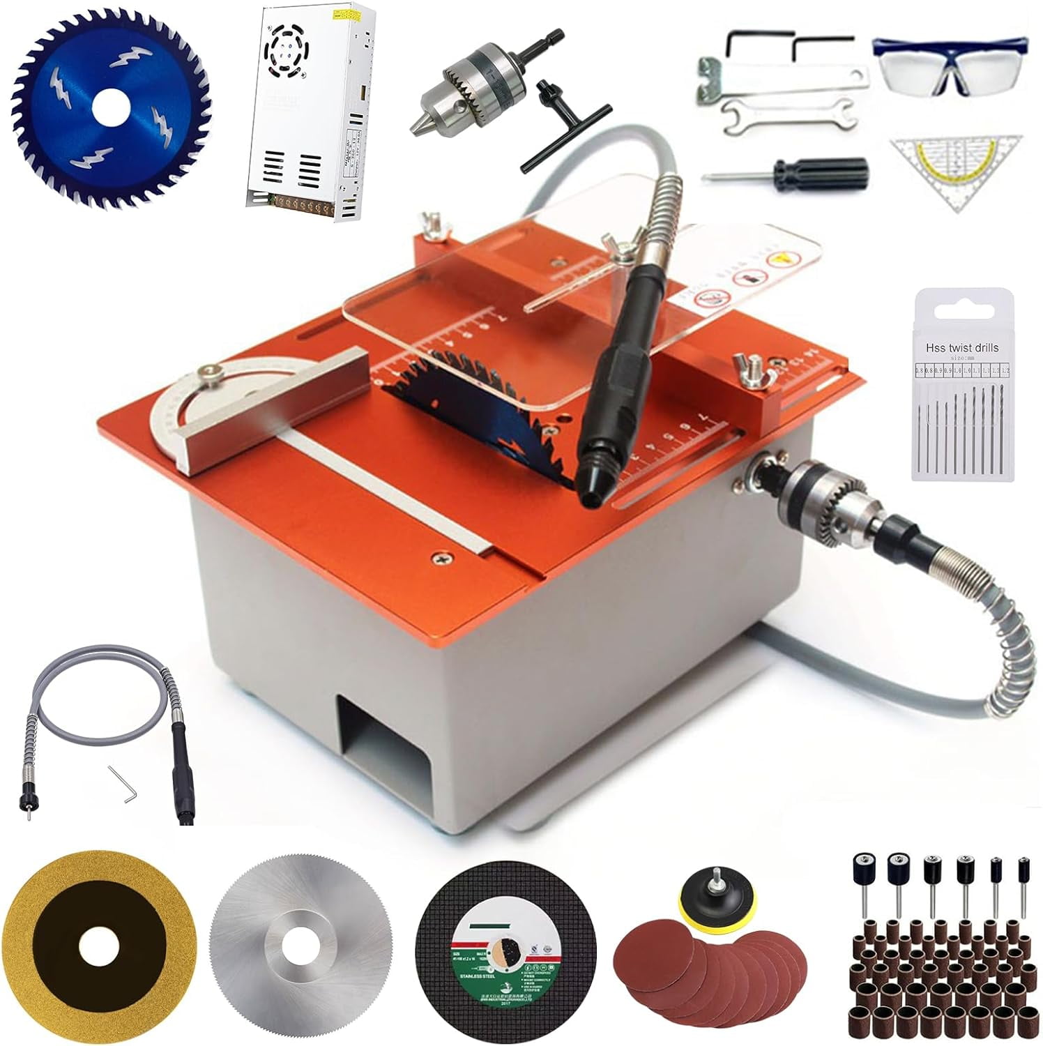 360W Mini Table Saw Dual Motor14000 RPM Mini Bench Cutting Machine 4 inch Blades Table Saw for ...