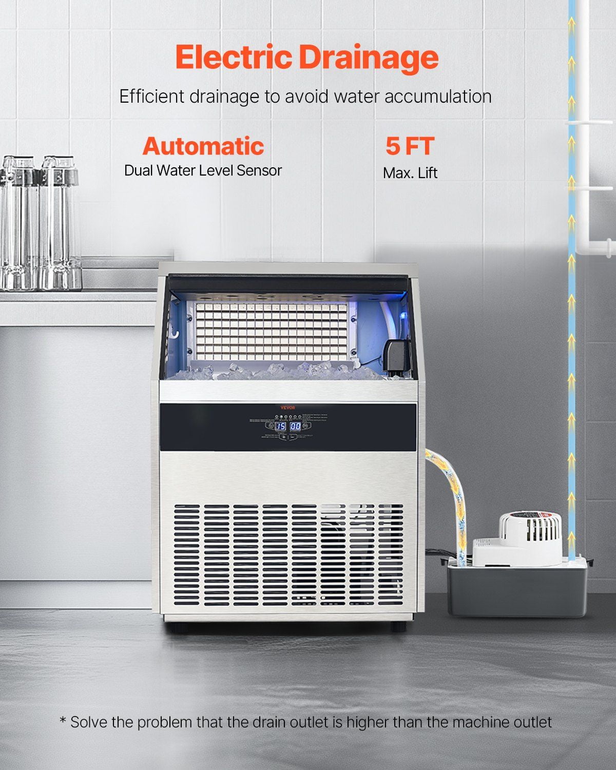 360lbs Daily Output Freestanding Ice Maker, Makes 160 Bullet-shaped ...