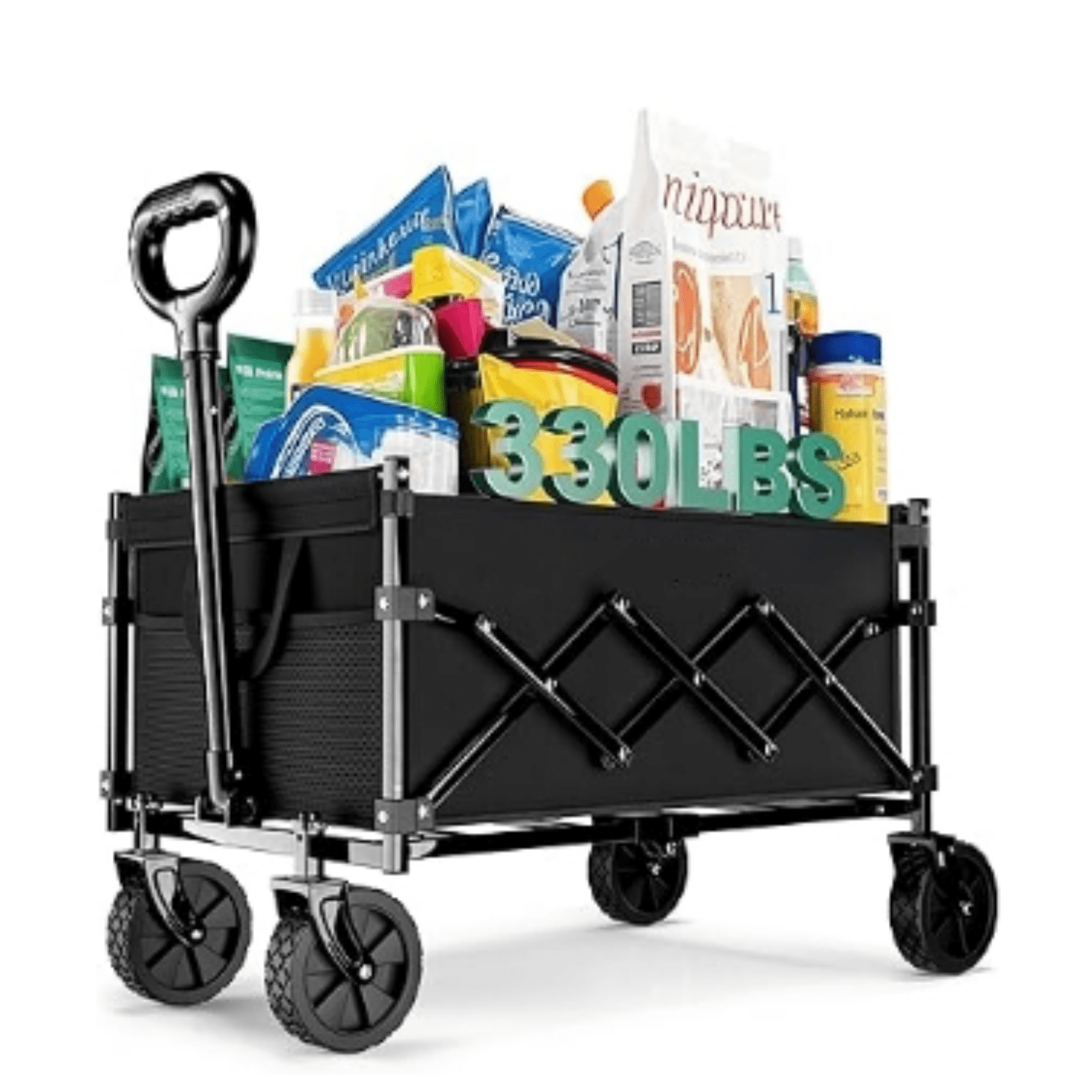 360lbs Wagons Carts Foldable,Heavy Duty Collapsible Folding Wagon Carts ...