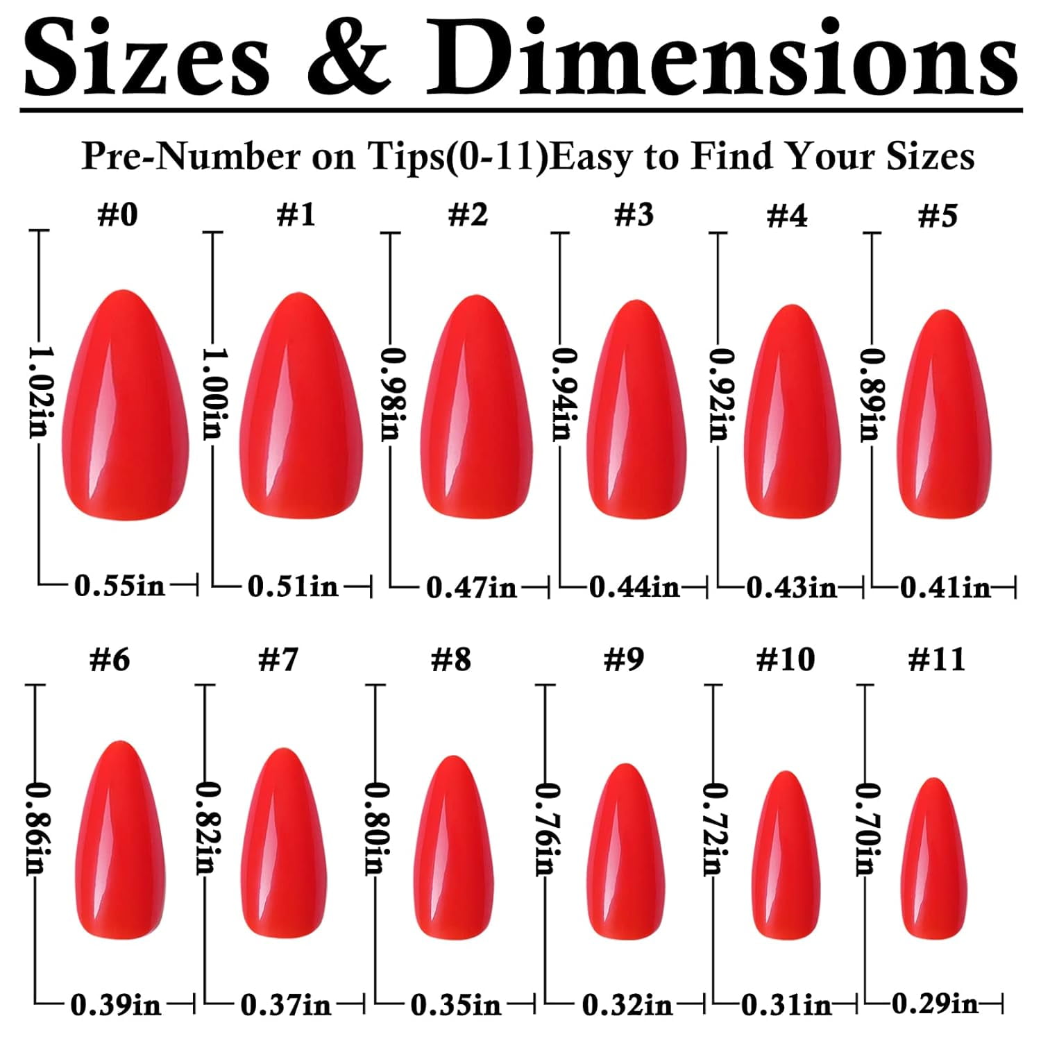 360pc Almond Press on Nails Medium Length Colored Shot Stiletto Fake ...