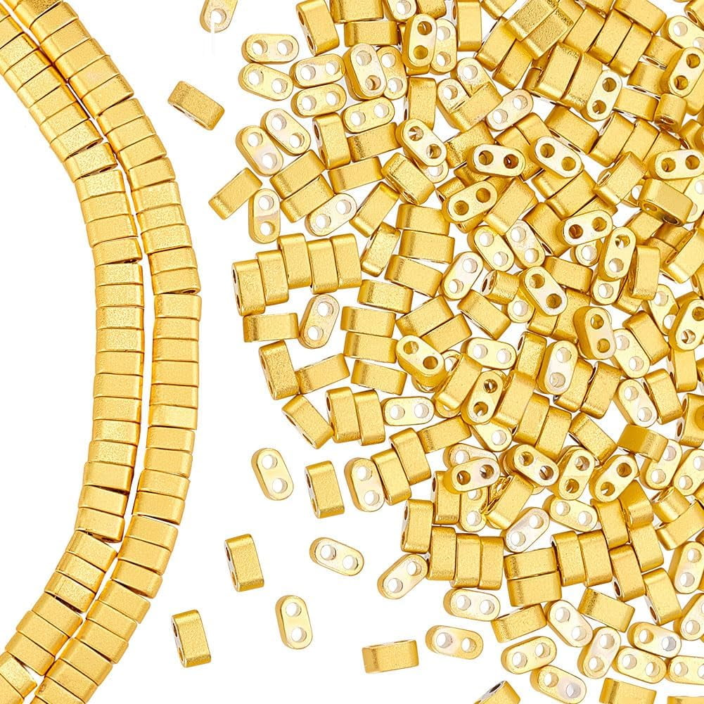 360pcs 2-Hole Seed Beads Golden Beads for Jewelry Making Multi-Strand ...