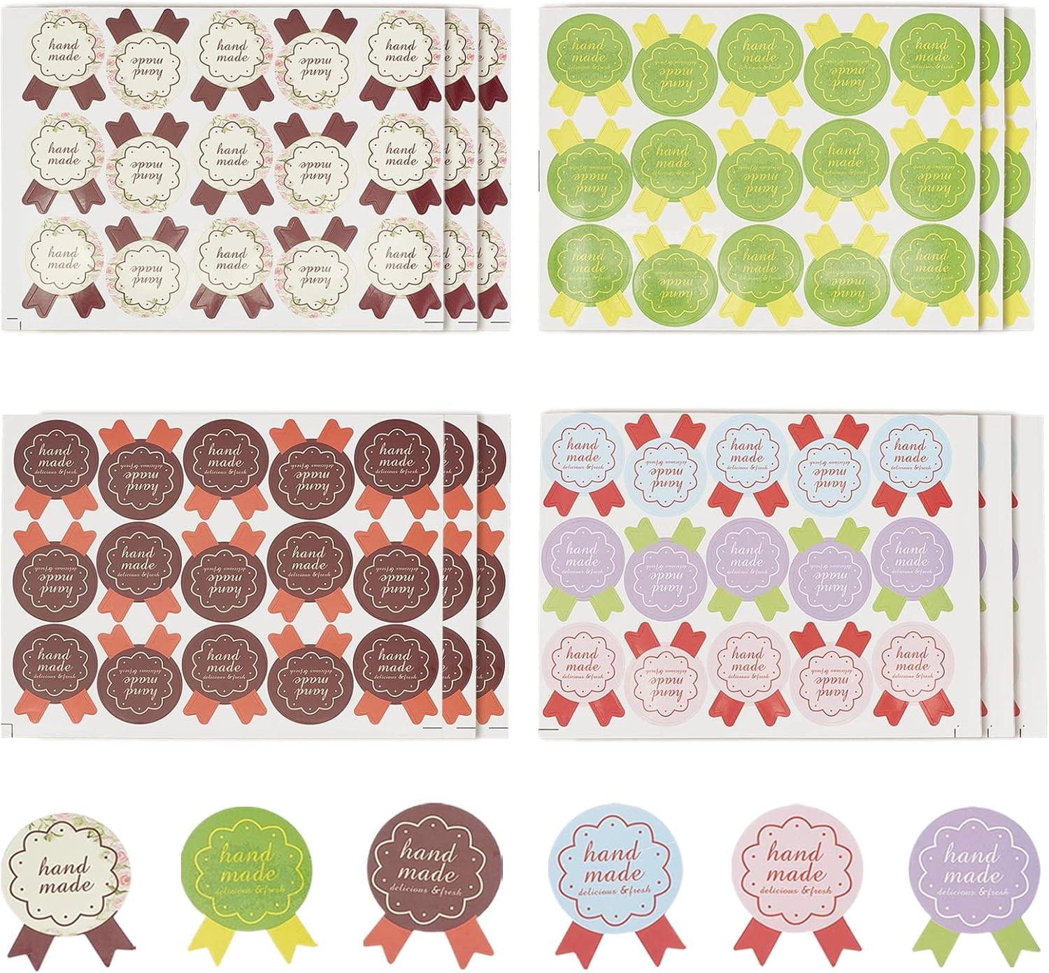 360pcs 30mm Hand Made Sealing Sticker Label 4 Style Adhesive Paster ...