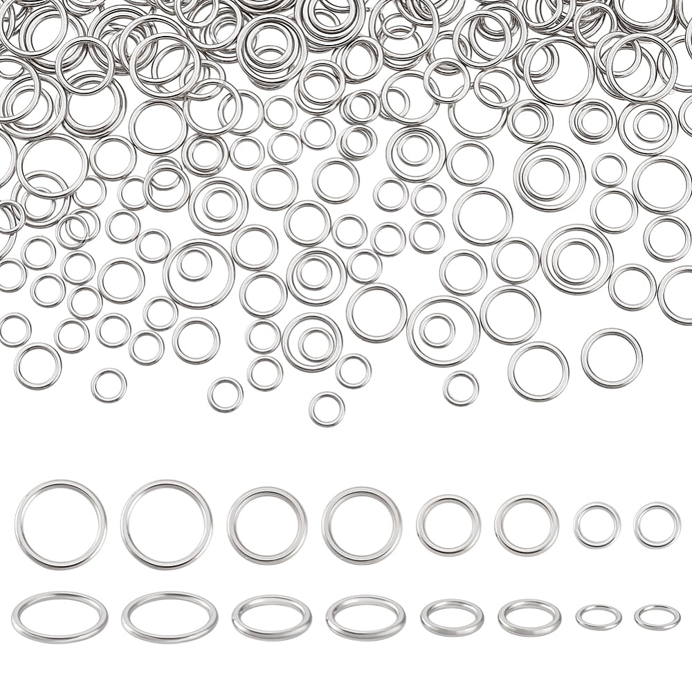 360pcs 4 Sizes Closed Jump Rings 6/8/10/12mm Linking Ring Silver ...