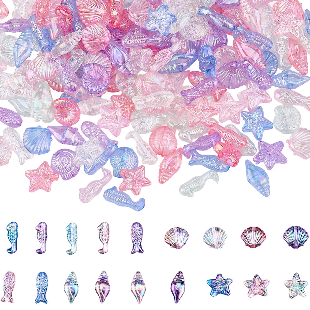 360pcs 6 Colors Marine Theme Transparency Acrylic Beads Mixed Shapes ...