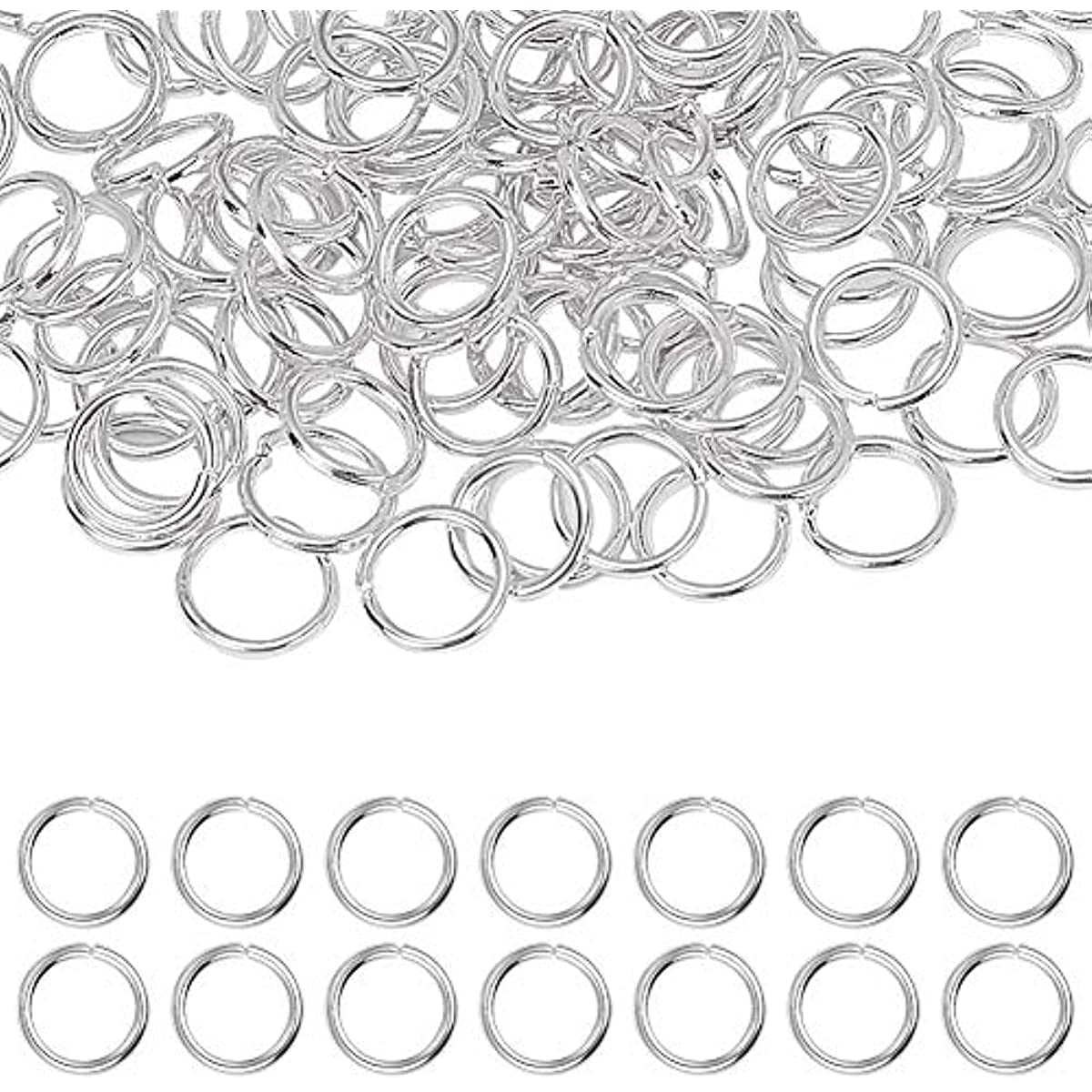360pcs Brass Jump Rings Silver Open Jump Rings 8mm Jump Lock Rings ...