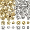 360pcs Flower Bead Caps 2 Shapes Tibetan Alloy End Caps Antique Golden ...
