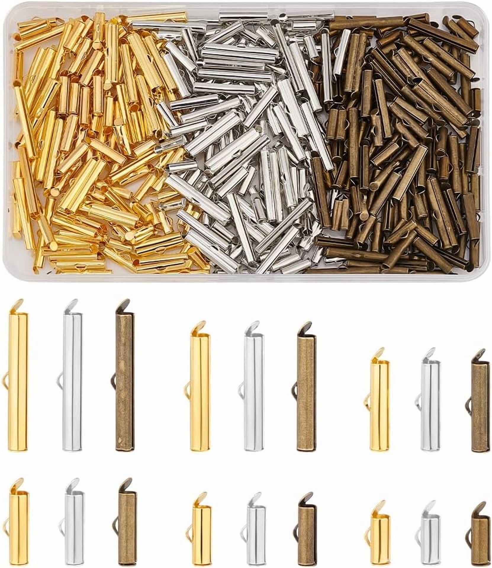 360pcs Slide On End Clasp 6 Sizes Tube End Bar Slider End Caps Crimp ...