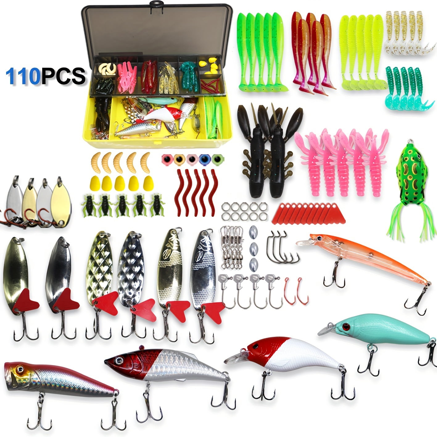 361-piece / 252-piece / 110-piece mixed-color lure set, plastic and ...