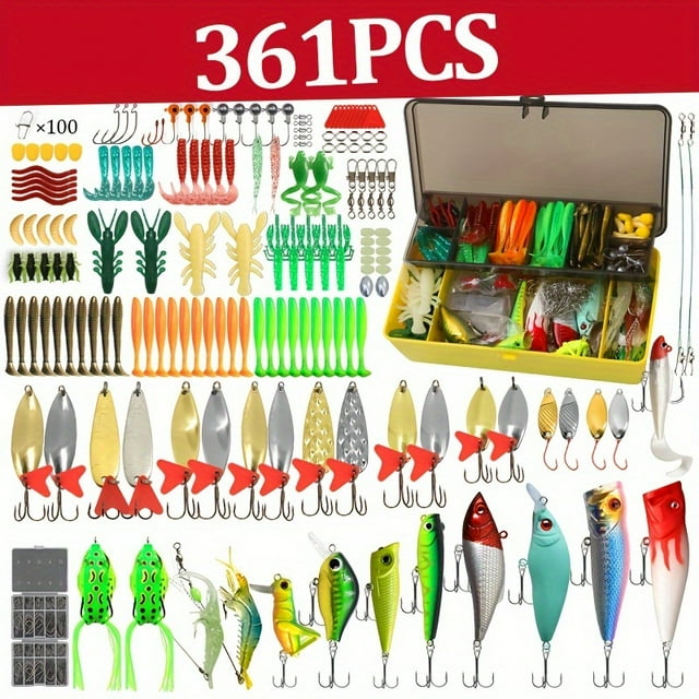 361-piece Lure fishing Bait set including wave crawler, Mino, Pencil ...