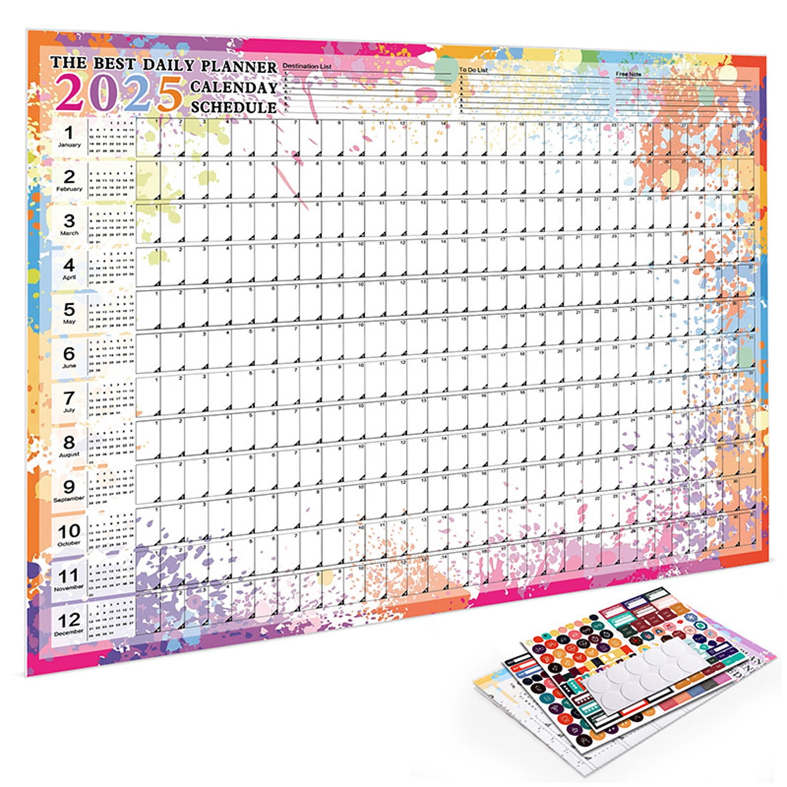 365 Day Poster Calendar Yearly Planner Schedule Calendar Full Year ...
