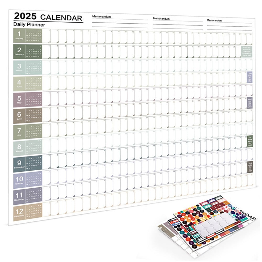 365 Days Schedule 2025 Calendar Yearly Planner Wall Hanging Memo Pad To ...