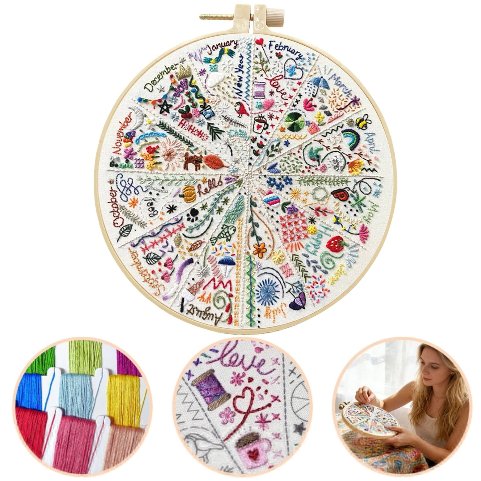 365 Days of Stitches 12 Months Embroidered Calendar Kit - Beginner ...