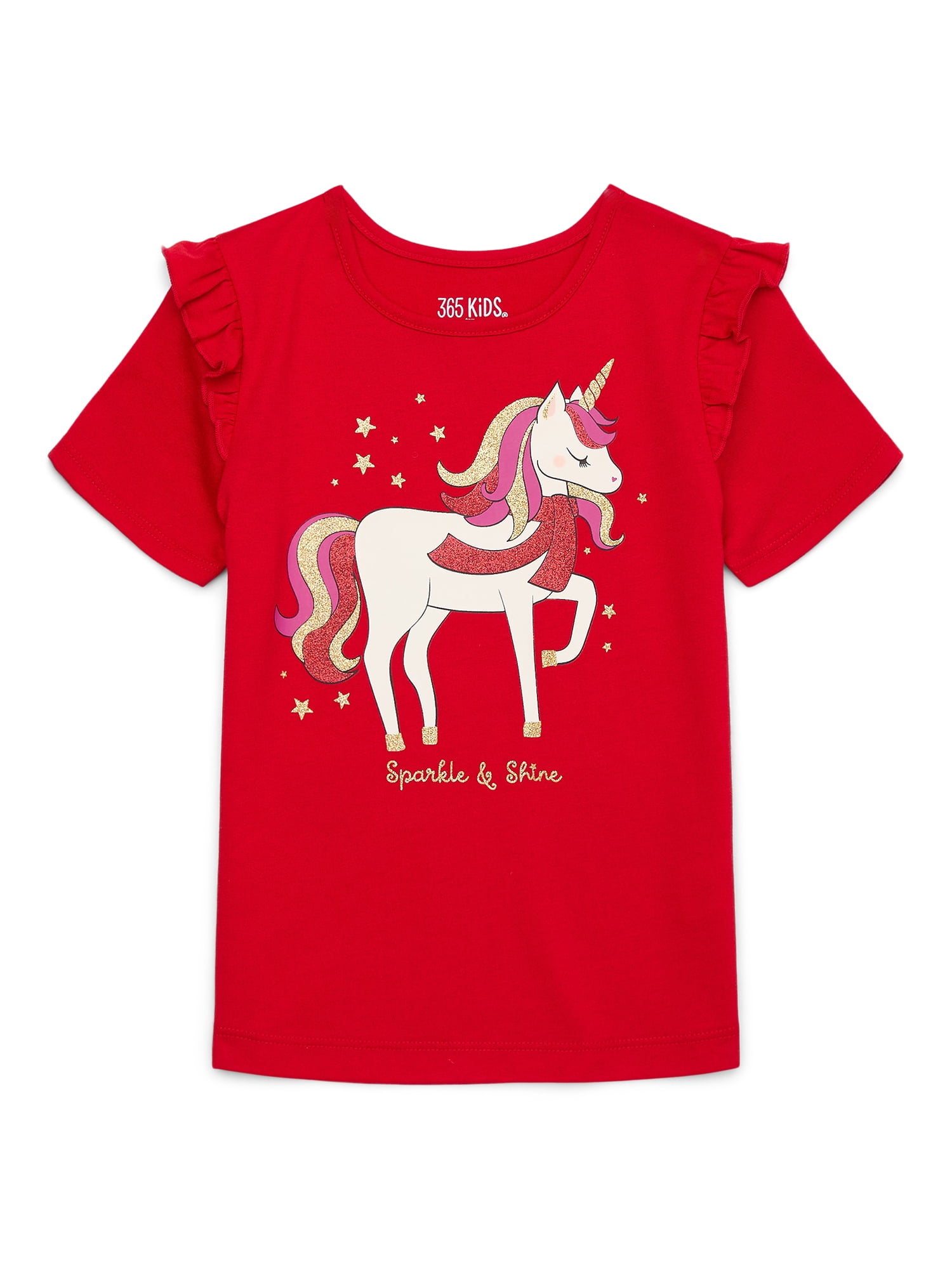 365 Kids From Garanimals Girls Ruffle Tee with Short Sleeves, Sizes 4 ...