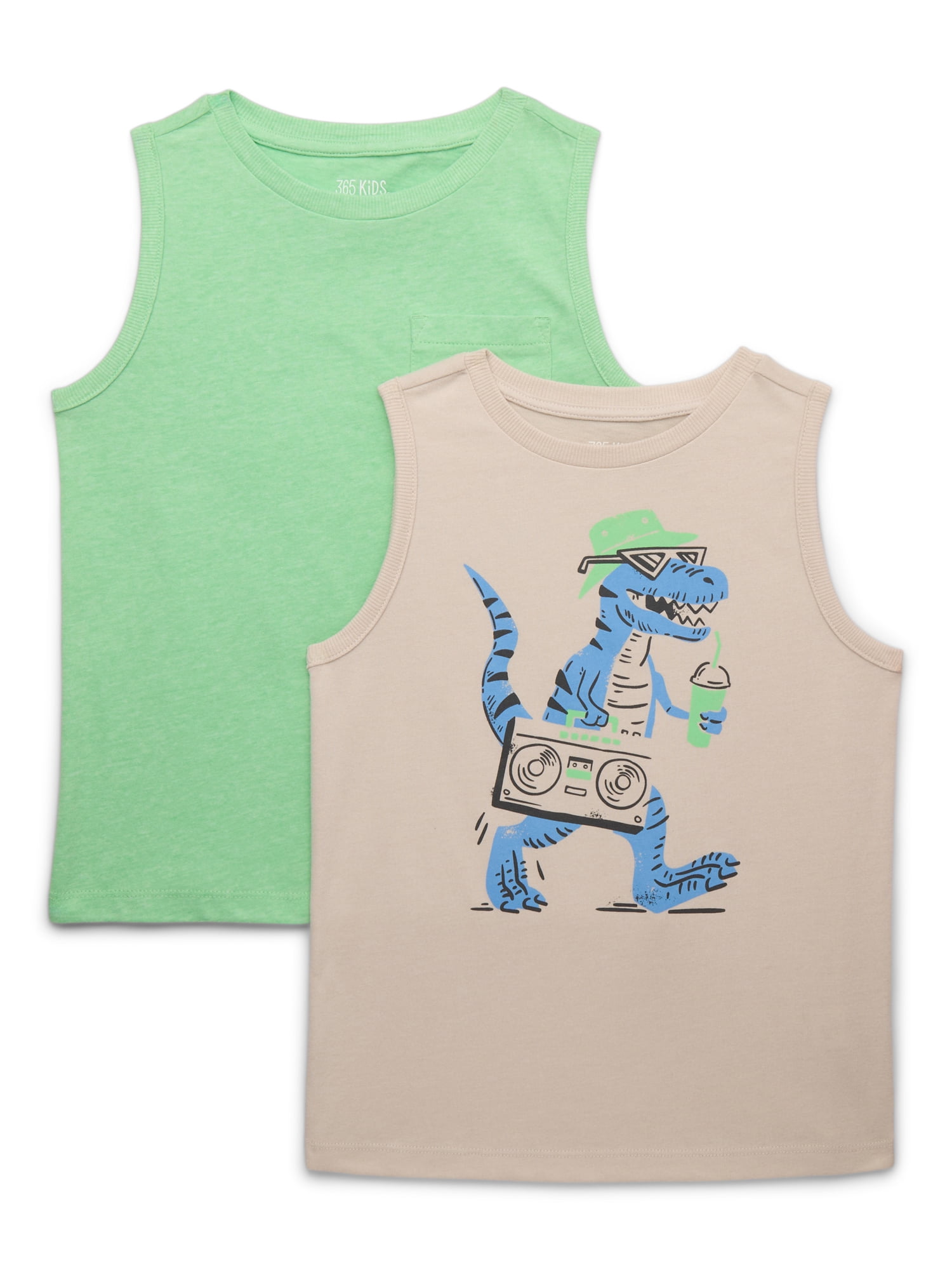 365 Kids Boys Mix and Match Multipack Graphic & Pocket Tanks, 2-Piece ...