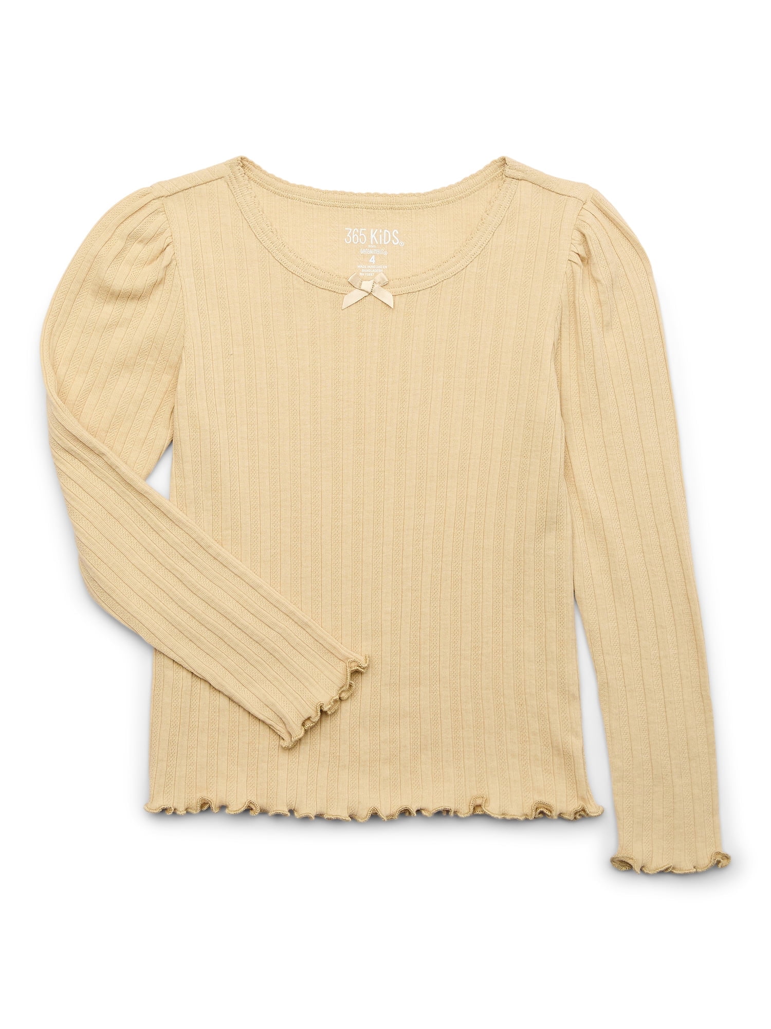 Garanimals Girls Long Sleeve Pointelle T-Shirt - Sizes 4-10 - Walmart.com