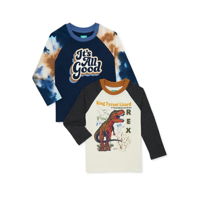 365 Kids From Garanimals Boys Long Sleeve Raglan Tee, 2-Pack, Sizes 4 ...