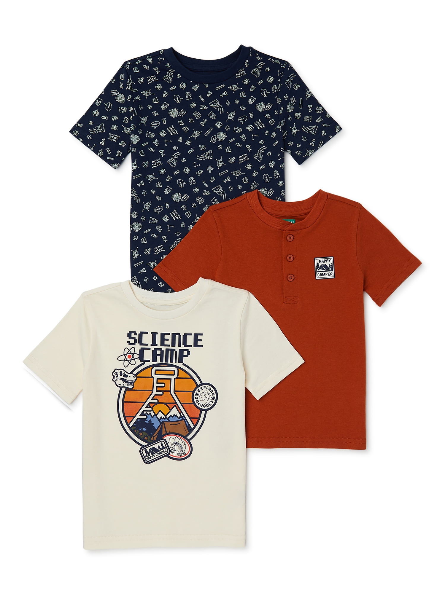365 Kids From Garanimals Boys Science Camp Short Sleeve Tees, 3-Pack ...