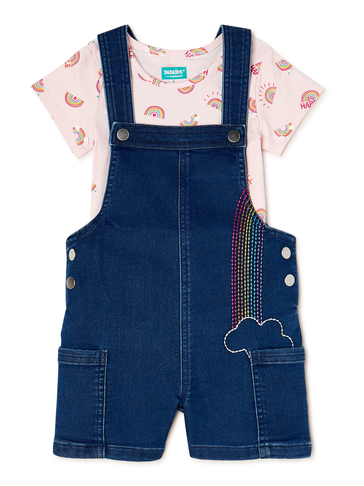 365 Kids From Garanimals Girls Indigo Shortall - Walmart.com