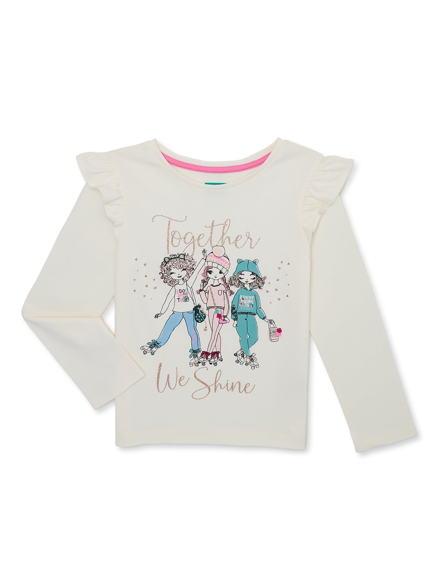 365 Kids From Garanimals Girls Long Sleeve Ruffle Graphic T-Shirt ...