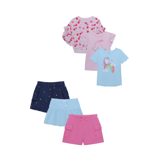 365 Kids by Garanimals Girls Mix and Match Kid-Pack Outfit Set, 6-Piece ...