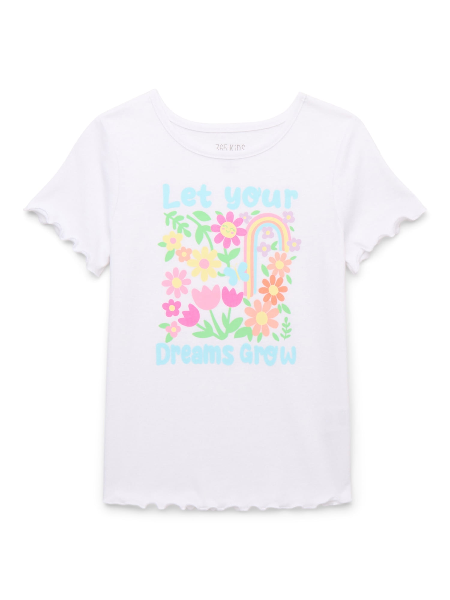365 Kids by Garanimals Girls Everyday Lettuce Edge Tee with Short ...
