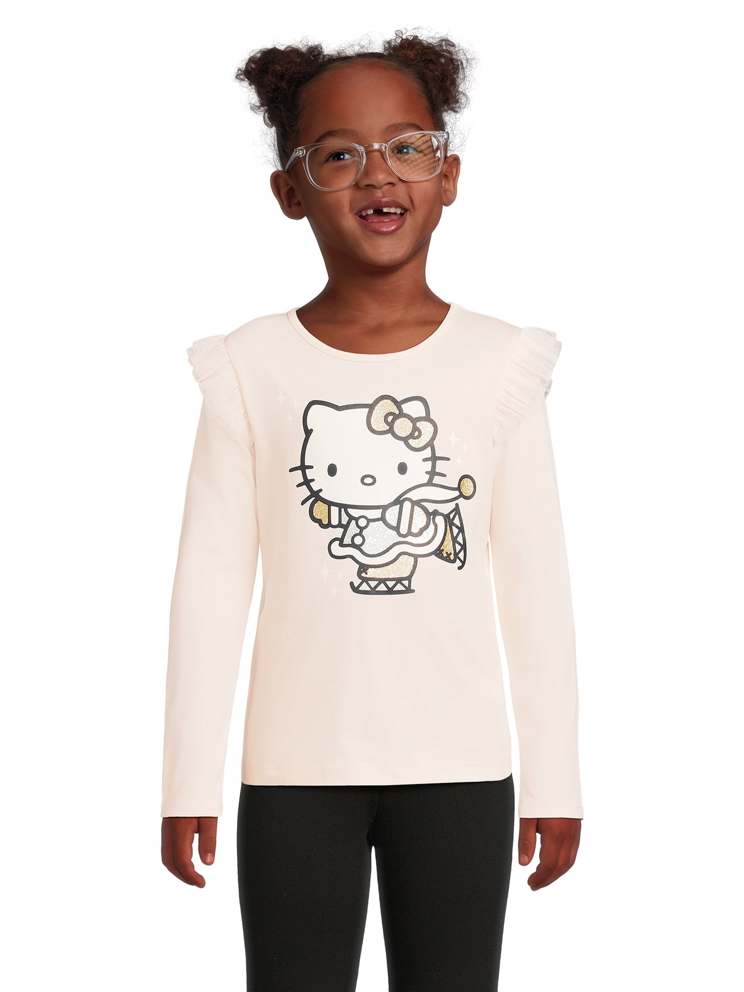 365 Kids by Garanimals Girls Longs Sleeve Hello Kitty Ruffle T-Shirt ...