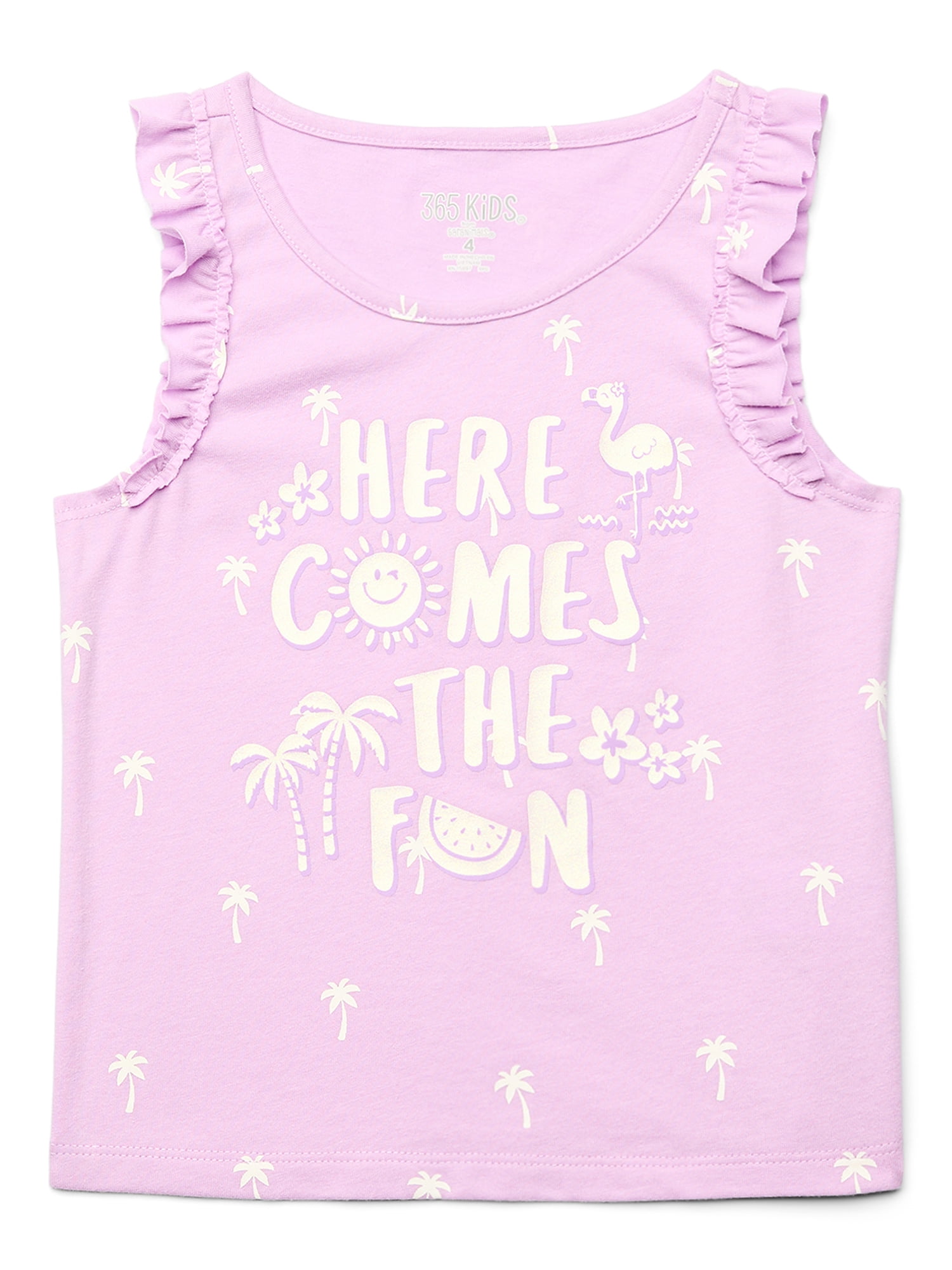 365 Kids From Garanimals Girls Summer Ruffle Tank Top, Sizes 4-10 ...