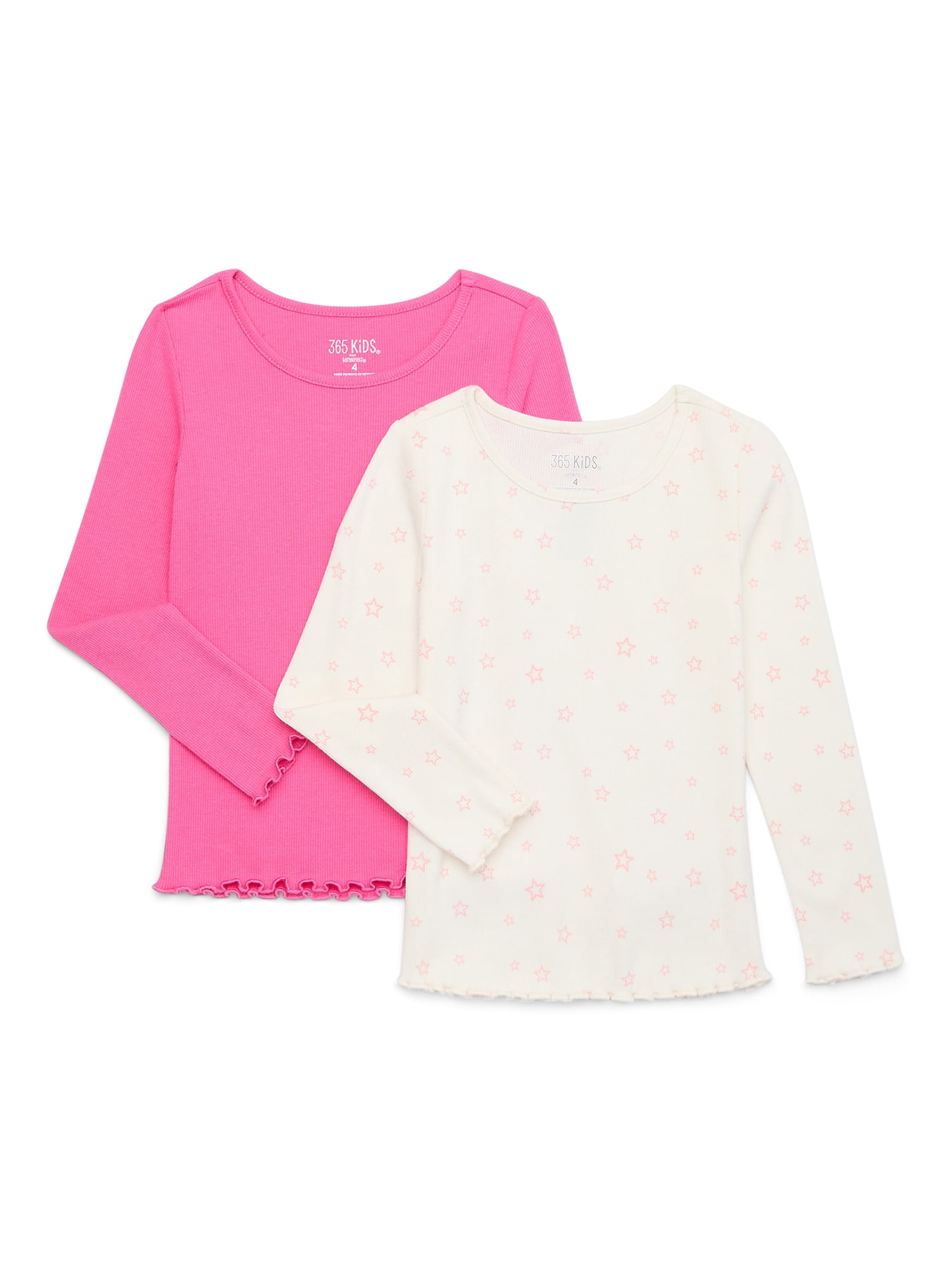 365 Kids From Garanimals Lettuce-Edge Tee with Long-Sleeves, 2-Pack ...