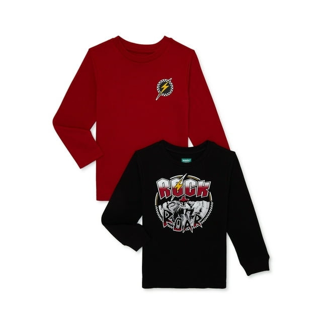 365 Kids from Garanimals Boys Long Sleeve Rock Tee, 2-Pack, Sizes 4-10 ...