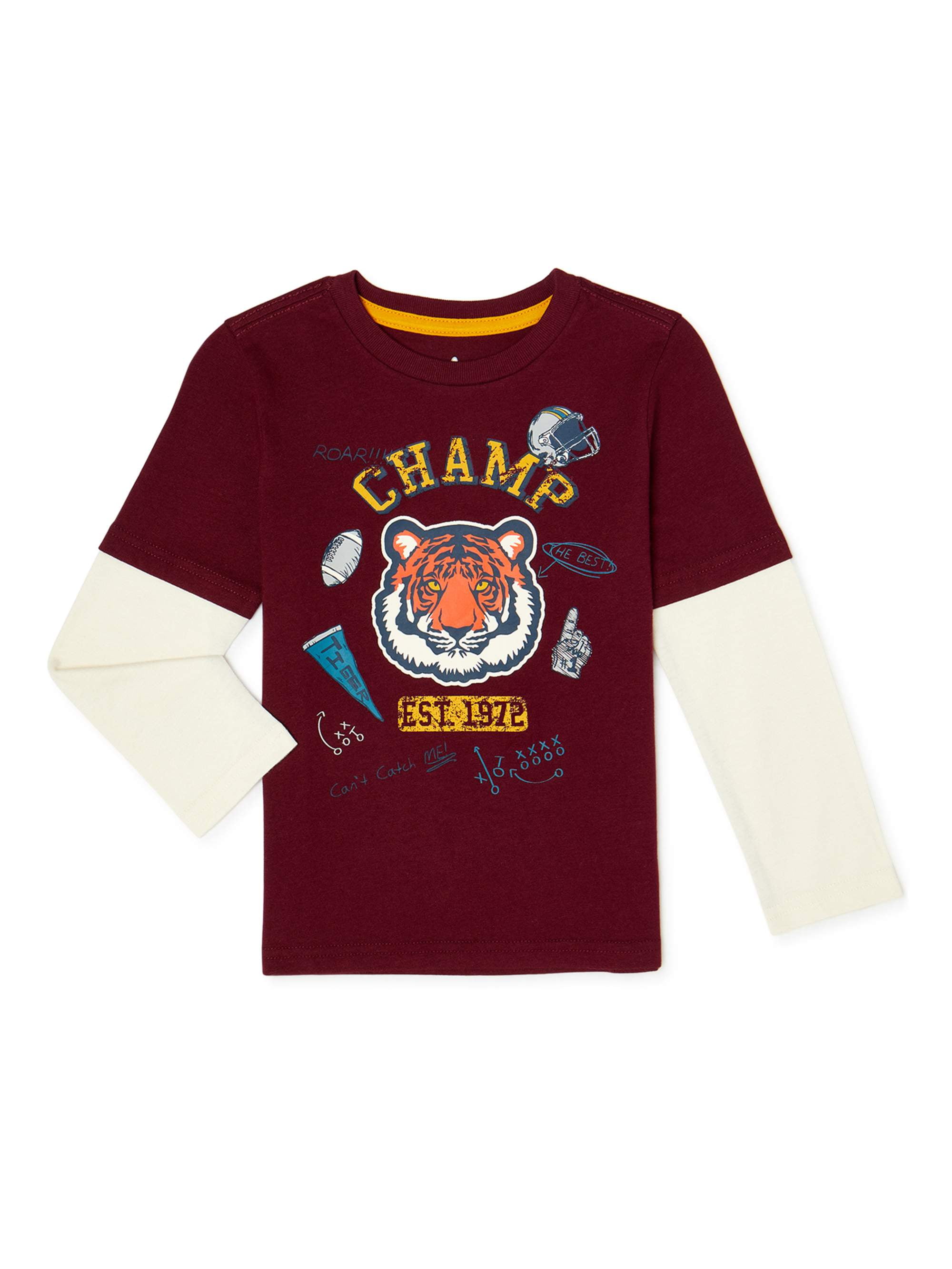365 Kids from Garanimals Boys Long Sleeve Tiger T-Shirt, Sizes 4-10 ...