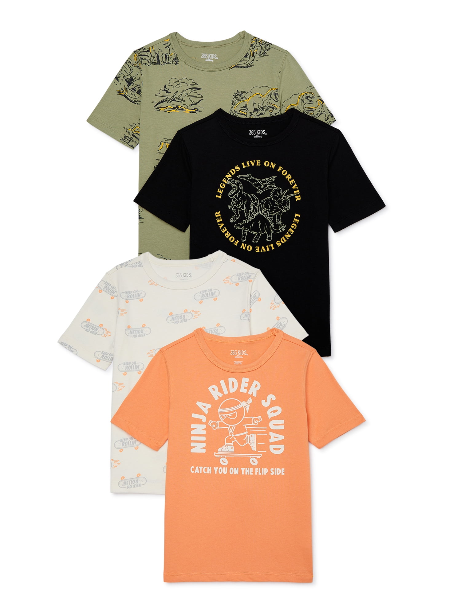365 Kids from Garanimals Boys Mix and Match Tees, 4-Pack, Sizes 4-10 ...