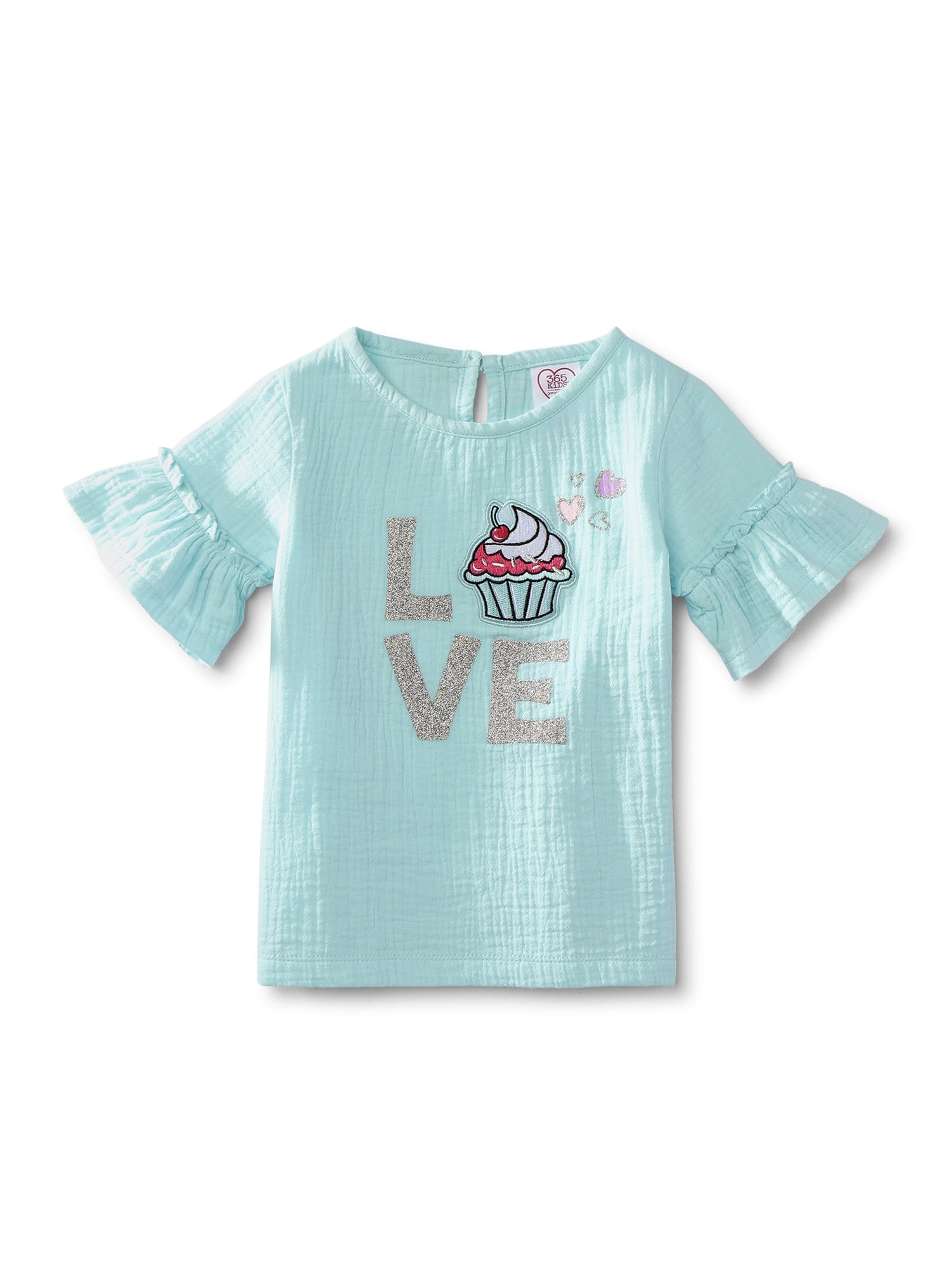 365 Kids From Garanimals Girls' Sparkly Graphic Cotton Ruffle Sleeve ...