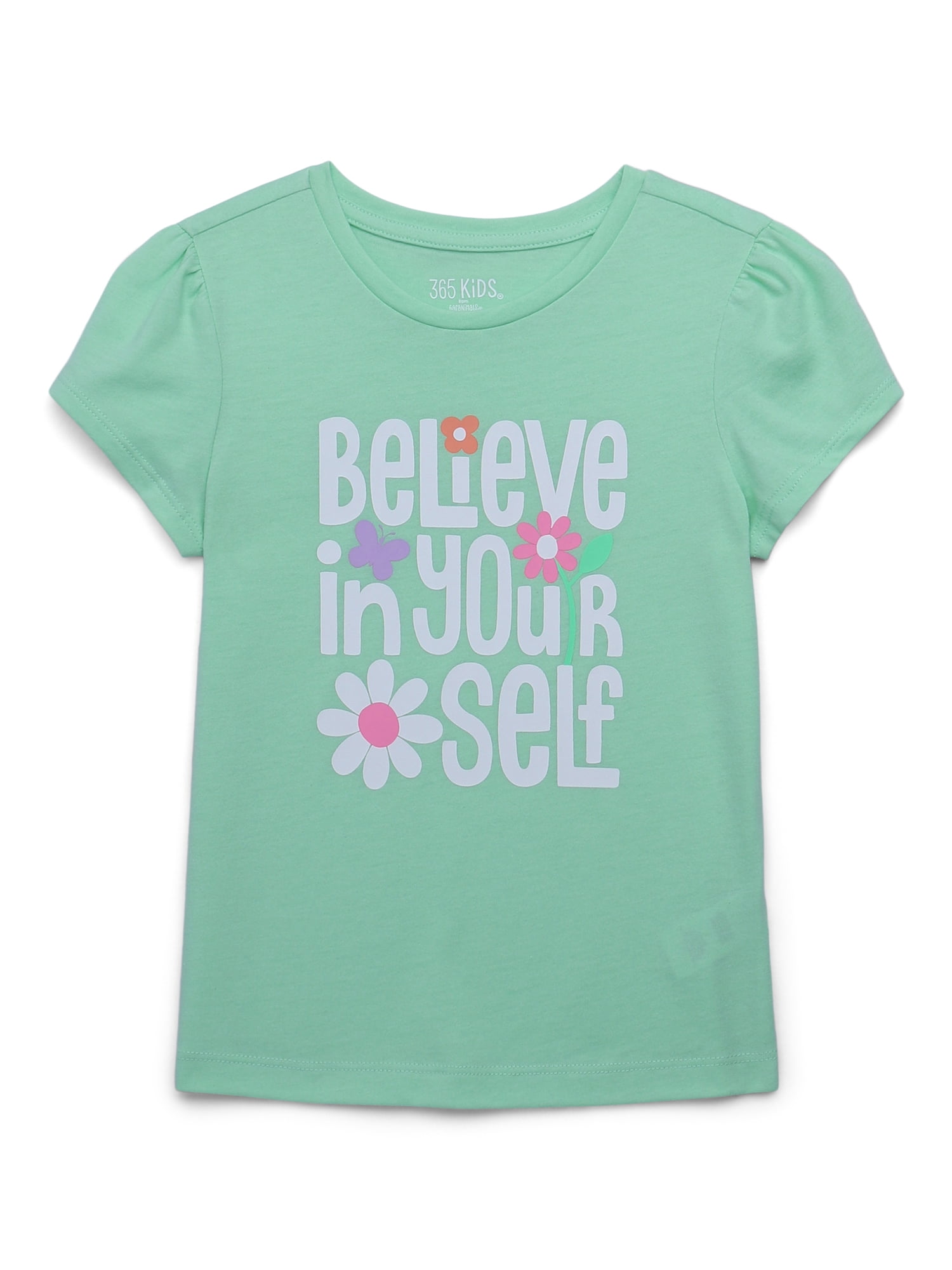 365 Kids by Garanimals Girls Graphic Print Tee with Short Puff Sleeves ...