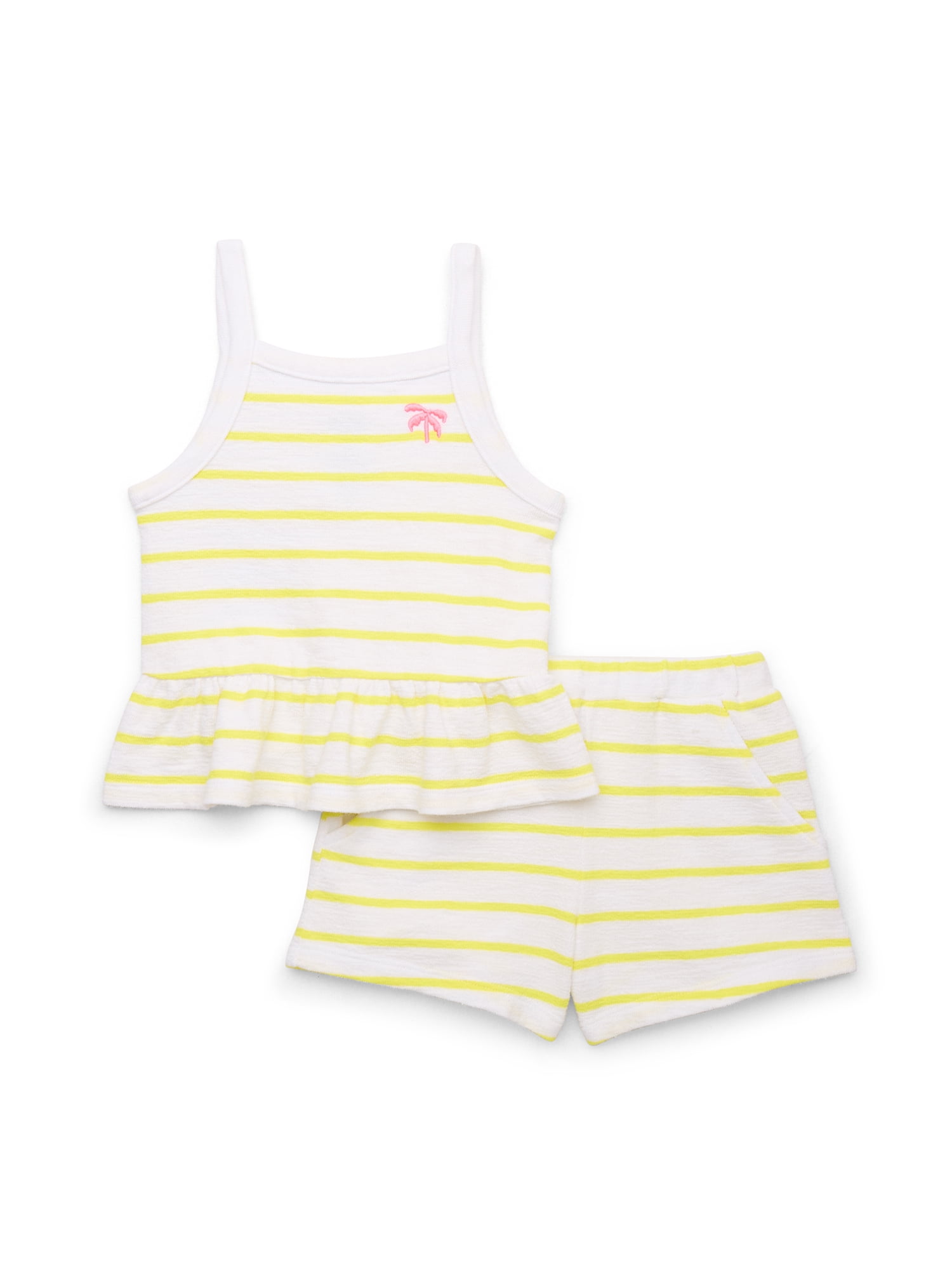 365 Kids by Garanimals Girls Peplum Tank Top and Shorts Outfit Set, 2 ...
