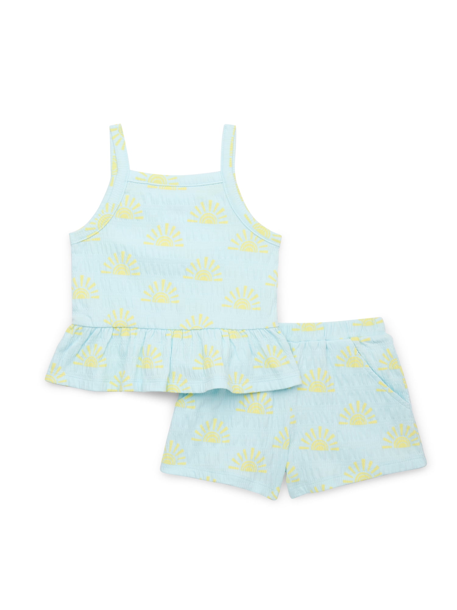365 Kids by Garanimals Girls Peplum Tank Top and Shorts Outfit Set, 2 ...