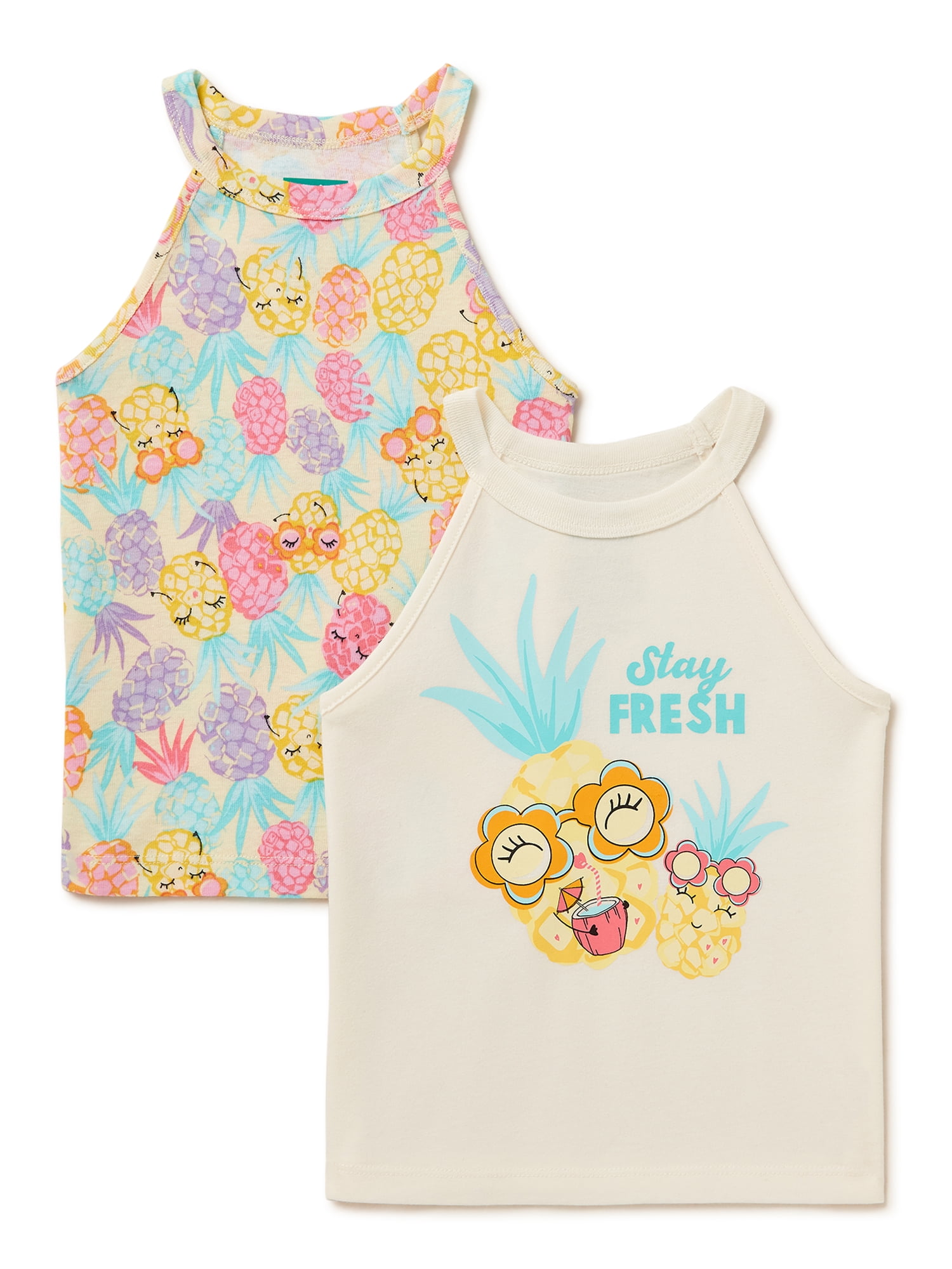 365 Kids from Garanimals Girls Print and Graphic Tank Top, 2-Pack ...