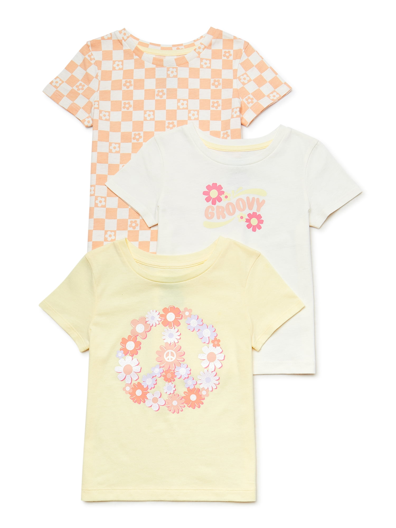 365 Kids from Garanimals Girls Short Sleeve T-Shirts, 3-Pack, Sizes 4 ...