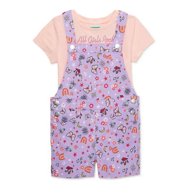 365 Kids from Garanimals Girls Shortall Set, 2-Piece, Sizes 4-10 ...