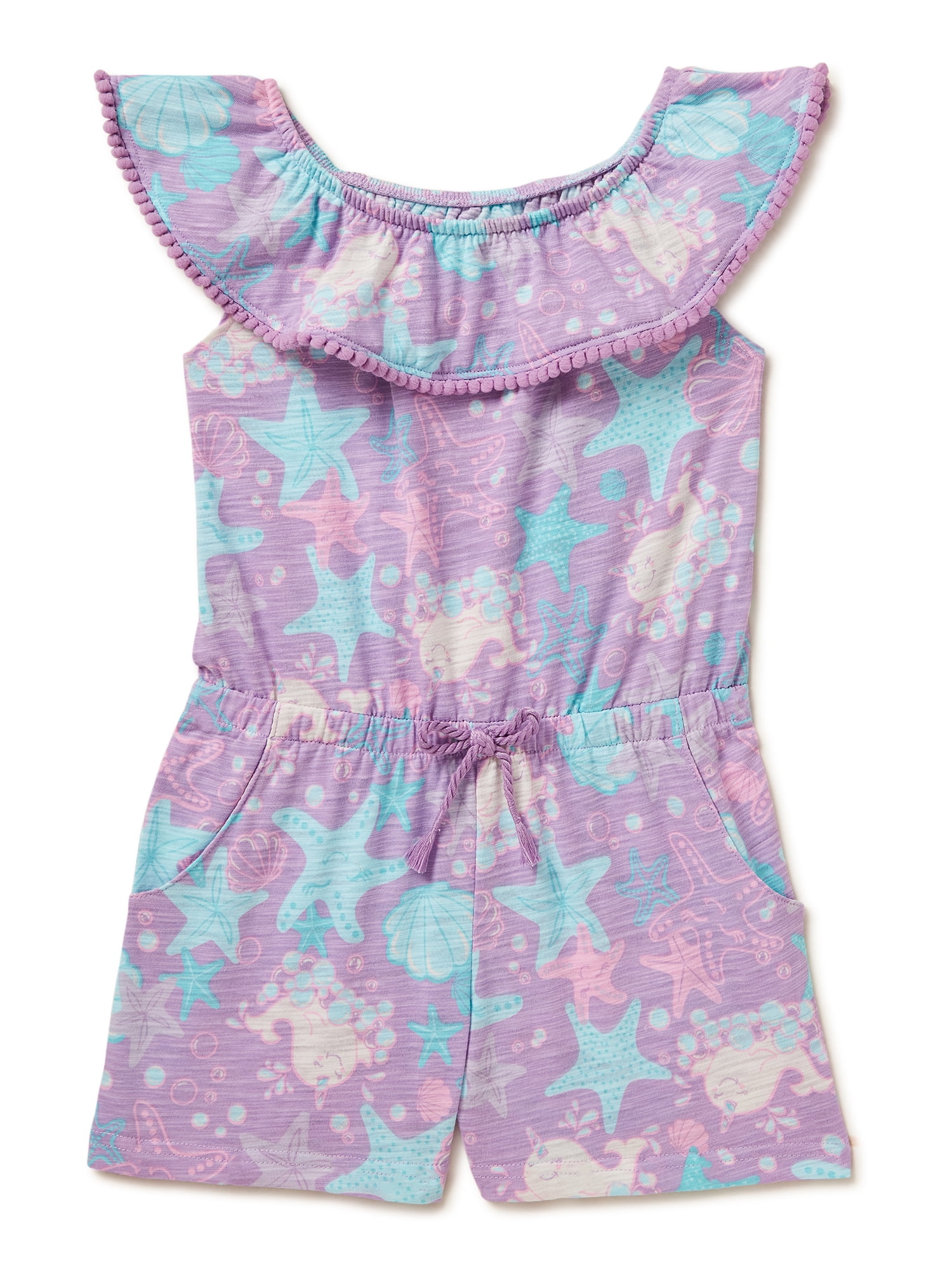 365 Kids from Garanimals Girls Summer Ruffle Romper, Sizes 4-10 ...