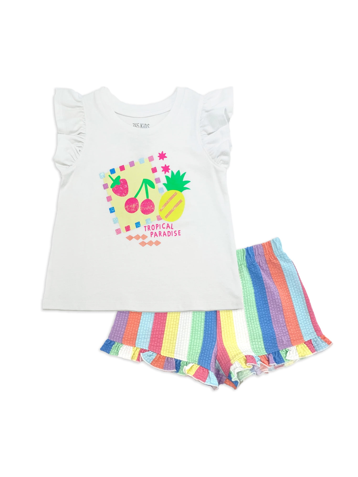 365 Kids by Garanimals Girls Tank Top and Ruffle Short Set, 2-Piece ...