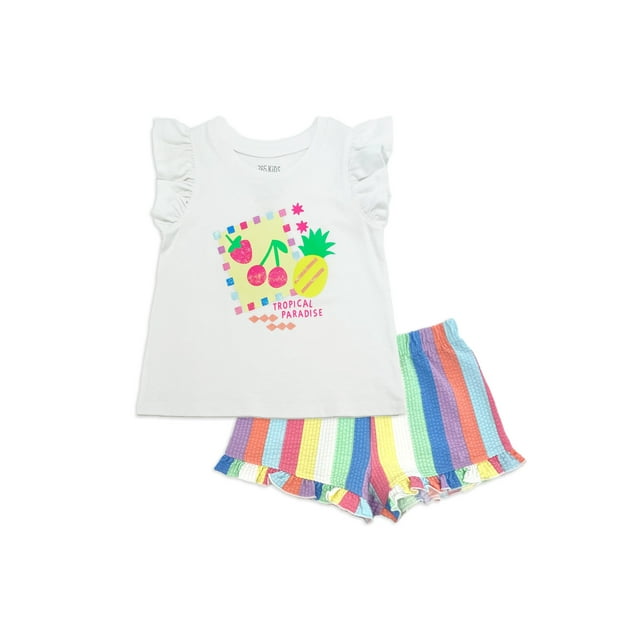 365 Kids by Garanimals Girls Tank Top and Ruffle Short Set, 2-Piece ...