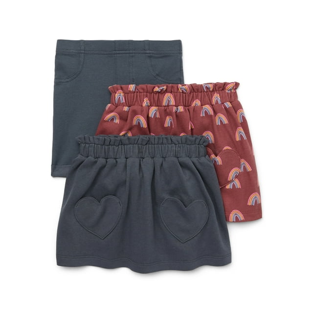 365 Kids from Garanimals Little Girls Scooter Skirt and Shorts, 3-Pack ...