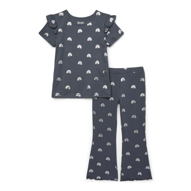 365 Kids From Garanimals Ruffle Tee and Flare Legging Outfit Set, Sizes ...