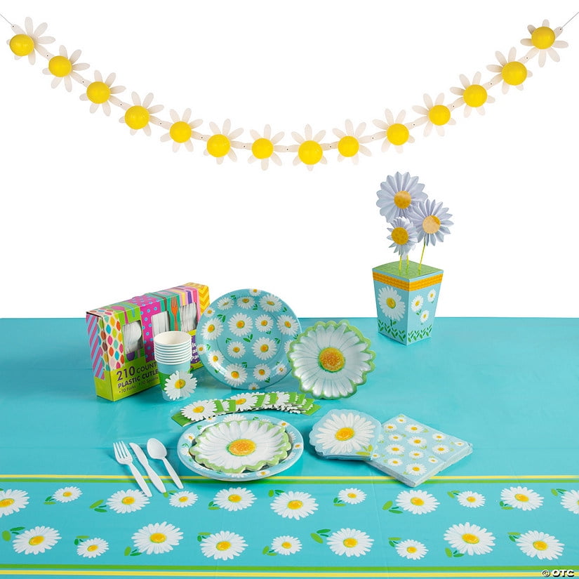 365 Pieces Daisy Party Deluxe Tableware Kit for 24 Guests - Walmart.com