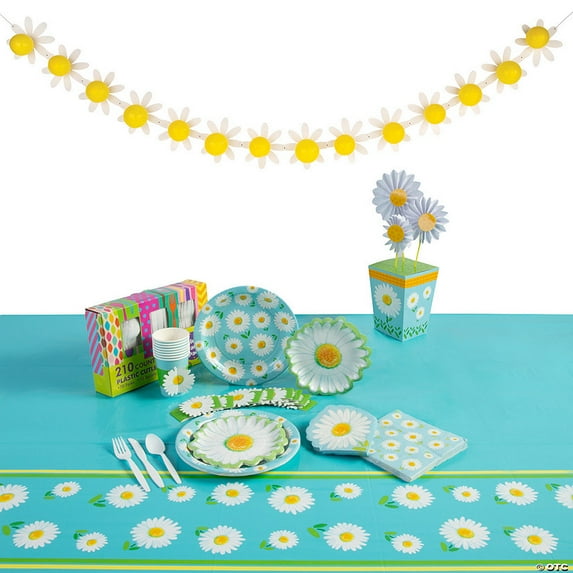 365 Pieces Daisy Party Deluxe Tableware Kit for 24 Guests - Walmart.com